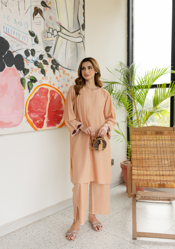 Salmon Embroidered Set – Solids International